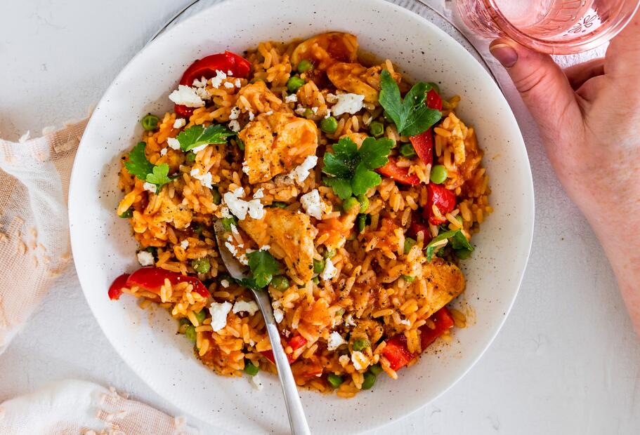 Reispfanne Djuvec Art mit Geschnetzeltem für den Thermomix®